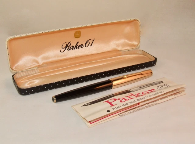 VINTAGE PARKER 61 Custom Fountain Pen - Capillary Fill - Black / R.g ...