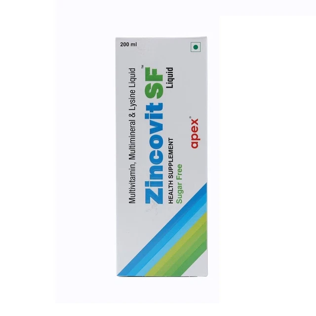 APEX ZINCOVIT-SF (SUGAR Free) Syrup (200ml) for General Wellness for ...