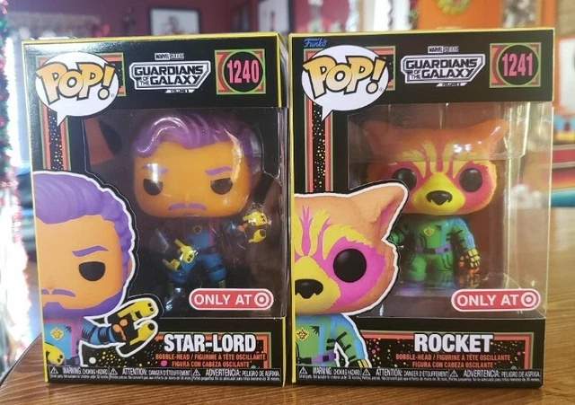 GOTG VOL 3- Star-Lord #1240 Rocket #1241 Blacklight Funko Pop Target ...