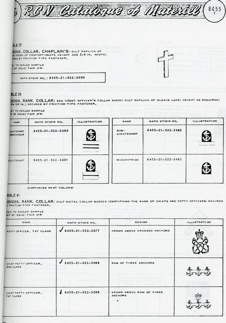 POST WW2 ROYAL Canadian Sea Cadets Sub Lieutenant Metal / Enamel Collar ...