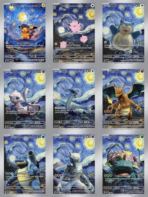 POKEMON CARD FANART Pikachu Charizard Mewtwo Starry Night x9 Bundle Job ...
