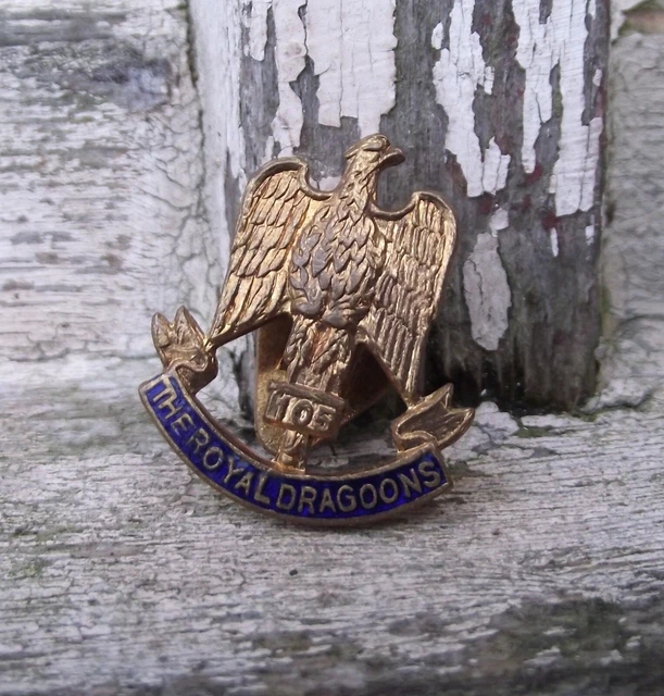 VINTAGE WW1 / Ww2 The Royal Dragoons Brass & Enamel Mufti Badge £4.99 ...