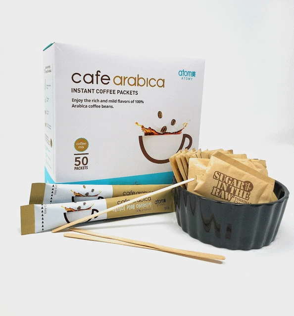 ATOMY CAFE INSTANT Coffee Mix 50 Sticks with 50 surgar packs and 50 ...