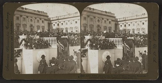 USA CHIEF JUSTICE Fuller administering the oath of office to Presi ...
