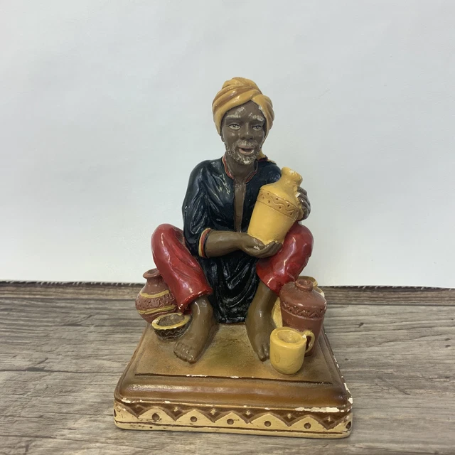 VINTAGE CHALKWARE FIGURE Devonware Old Man Figurine Potter at a Bazaar ...