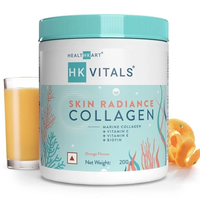 HEALTHKART HK VITALS Skin Radiance Collagen Powder 200gm (Orange Flavor ...