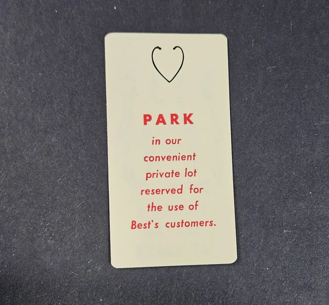 CELLULOID BOOKMARK ~ Parking Solved BEST'S CLOTHING STORE OHIO Old ...