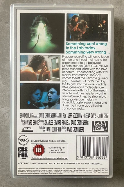 THE FLY (VHS) 1986 Jeff Goldblum, Geena Davis, David Cronenberg Movie ...