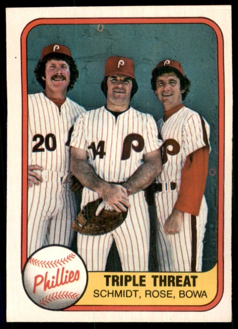 1981 FLEER MIKE Schmidt/Pete Rose/Larry Bowa Philadelphie Phillies ...