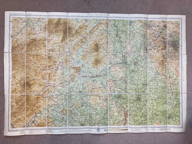 BARTHOLOMEW'S HALF-INCH CONTOURED map 'Vale of Severn' Sheet 17 (1942 ...