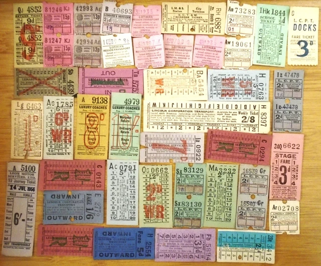 FORTY-FIVE VERY RARE Assorted BUS & COACH COMPANY Tickets in Good ...