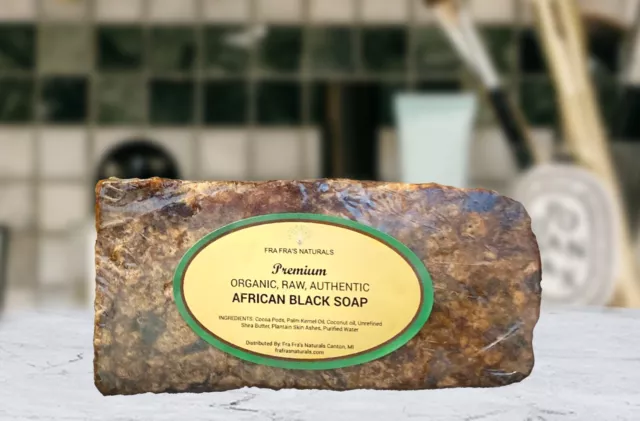 Raw 100 Unrefined African Black Soap 1 Lb Bar Pure Natural Organic £