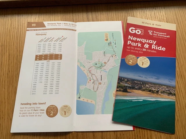 TRANSPORT FOR CORNWALL Bus Timetable: route 93 Newquay Park & Ride -22 ...