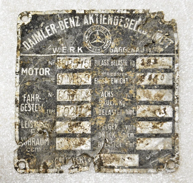 DAIMLER MERCEDES BENZ Lo 2000 Schild Production Plate Wehrmacht EUR 59 ...