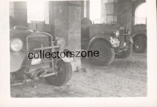 WW2 INDIA BRITISH Army Trucks parked in Garage original photo 2 .25x1 ...
