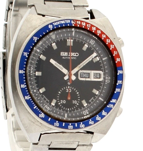 VINTAGE SEIKO PEPSI Bezel Automatic Chronograph Blue Dial Men's Watch ...