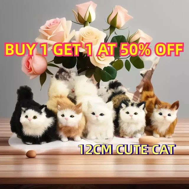 REALISTIC CAT STUFFED Plush Cats Toy Soft Cute Plush Cat Doll For Kid ...