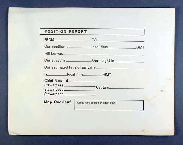 BOAC EASTERN MEDITERRANEAN Pakistan India Map Flight Bulletin Position ...