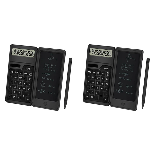2X CALCULATOR WITH Notepad, 12 Digits LCD Display Solar Desktop ...