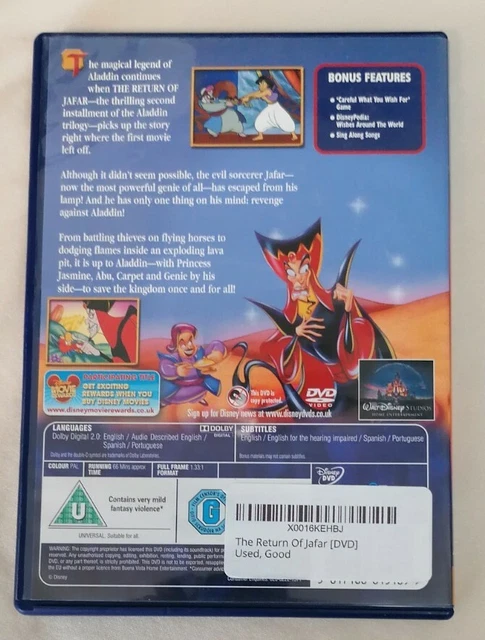 DVD - WALT Disney Aladdin The Return Of Jafar Special Edition DVD PAL UK R2 EUR 2,70 - PicClick IT