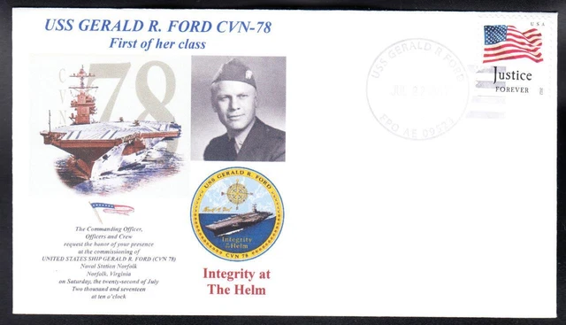 AIRCRAFT CARRIER USS GERALD FORD CVN-78 COMMISSIONING Naval Cover C2306 ...