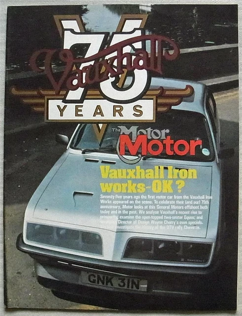 VAUXHALL 75 YEARS Motor Mag Supplement 1978 SILVER BULLET Black Magic ...