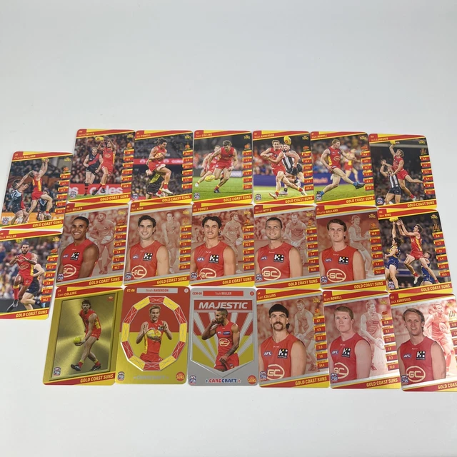 2024 AFL TEAMCOACH Gold Coast Suns Bundle Common Silver Gold Card Craft ...