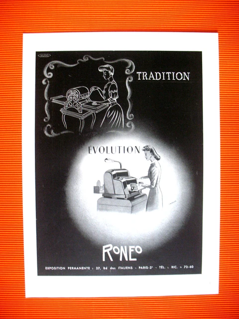 PUBLICITE DE PRESSE Roneo Machines A Imprimer Duplicateur Par Bidault ...