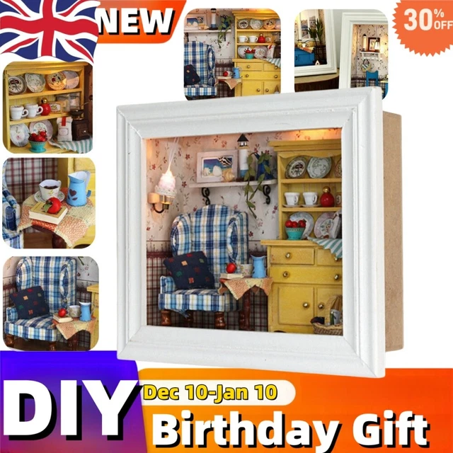 MINI HOUSE DIY Miniature Dollhouse Kit Tabletop Decor Photo Frame Craft ...