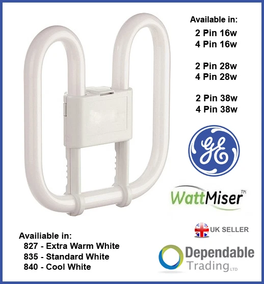 GE 2D WATTMISER ENERGY SAVING TUBE Lamp Bulb 16w 21w 28w 38w 55w - 2 / ...