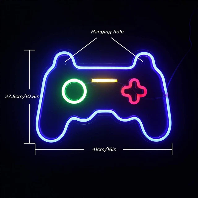 LED NEON SIGN Light Gamepad Shape Wall Gamer Home Party Night Lights ...