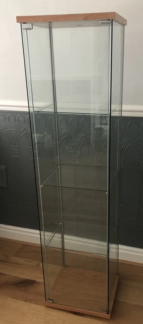 IKEA DETOLF GLASS display cabinetwith oak base/top Excellent Condition ...