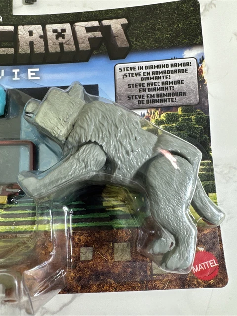 2025 A MINECRAFT Movie Diamond Armor Steve & Wolf 4" Figure 2-Pack Jack ...