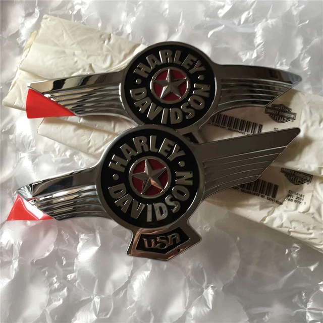HARLEY DAVIDSON FATBOY Softail Chrome Fuel Tank Emblems Nameplates ...