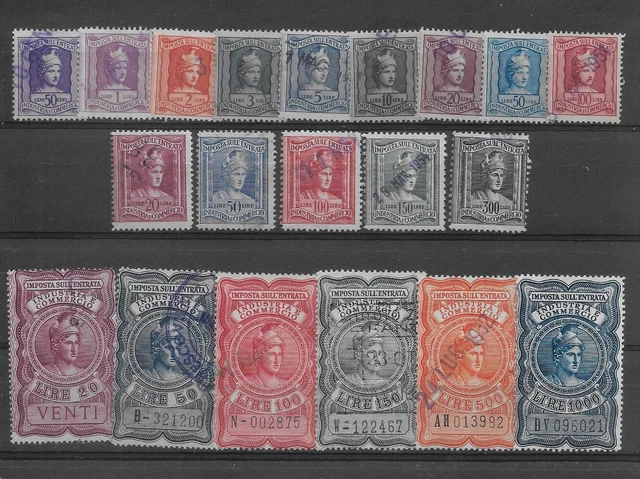 MARCHE DA BOLLO Italia -Ind. E Commercio Lotto Usato Filigrana Ruota ...