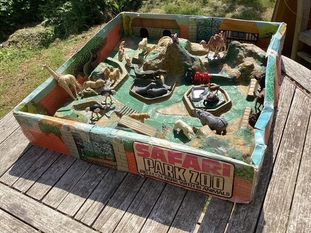 VINTAGE RARE 24 x 24 inches Safari park Britain's zoo layout c1960 with ...