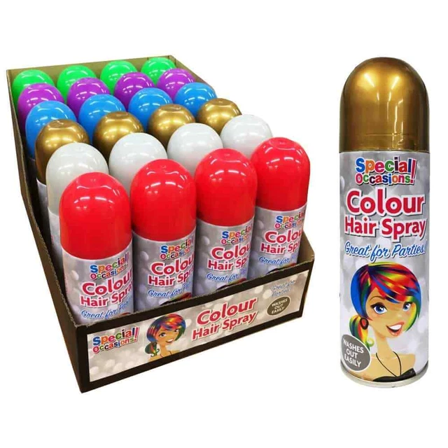 Temporary Colour Hair Spray Wash Out Party Fancy Dress Up Hairspray