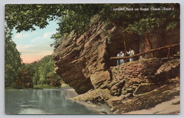 MARSHALL INDIANA TURKEY Run Ladder Rock Trail 3 Linen Postcard Unposted ...
