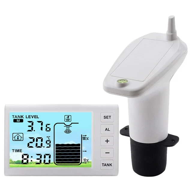 ULTRASONIC WATER TANK Liquid Depth Level Meter Temperature Sensor Time ...