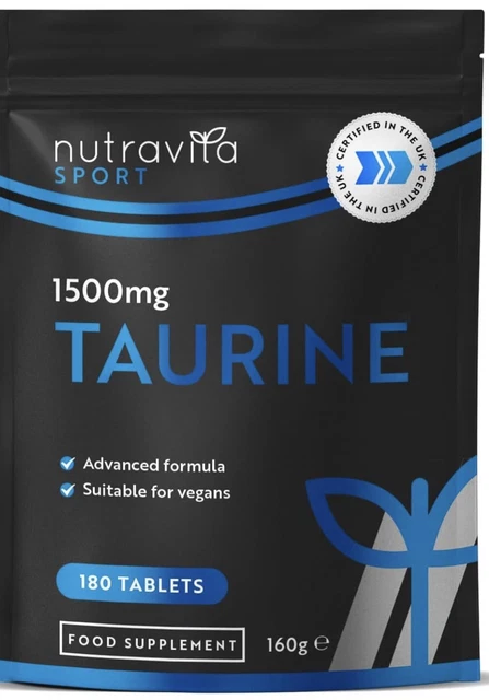 TAURINE SPORTS SUPPLEMENT 1500Mg - 180 High Strength Tablets - Vegan ...