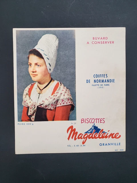 BUVARD BISCOTTES MAGDELEINE - Coiffes de Normandie - GRANVILLE EUR 2,00 ...