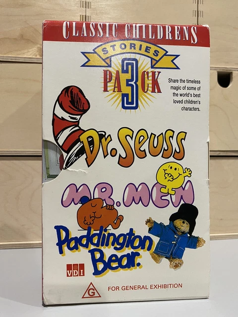 MR MEN MR Happy Dr Seuss Paddington Bear 3 Pack Classic Stories VHS ...