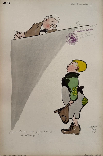 HARRY DE LEKA Dessin à l'aquarelle signée Caricature guerre 1914 - 1915 ...