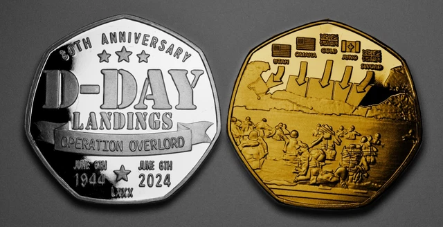 PAIR OF D-DAY LANDINGS 80th Anniversary Commemorative Coins. 1944-2024 ...