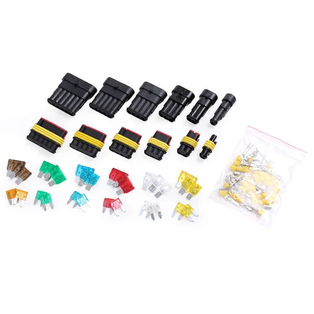 CAR WATERPROOF ELECTRICAL Connector Terminal 1/2/3/4/5/6 Pin Way+Fuses ...