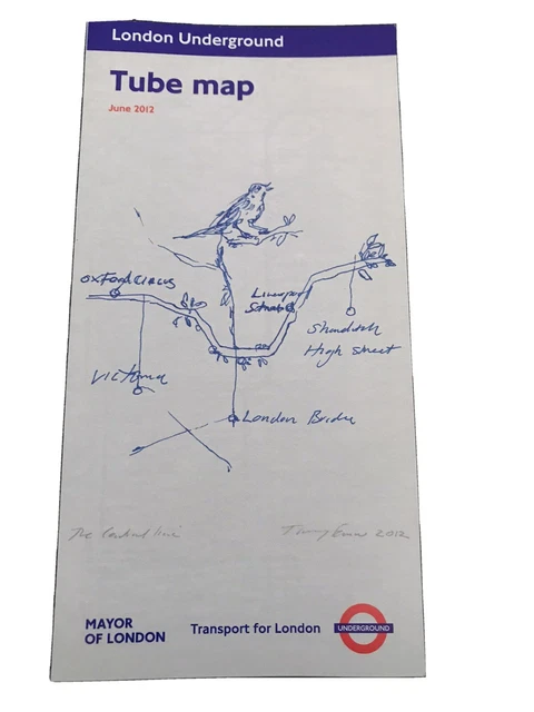 LONDON UNDERGROUND POCKET tube map June 2012 Tracey Emin Art 'The ...