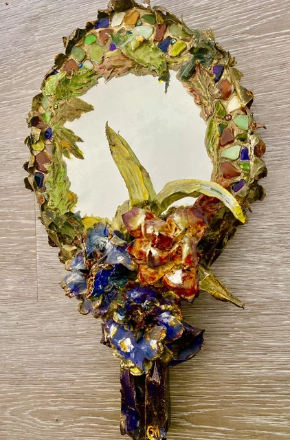 GRAND MIROIR FACE main Le carré-Galimard Line Vautrin BRUTALIST SHABBY ...