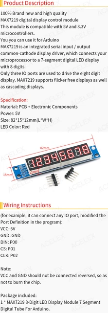 MAX7219 LED PUNKTMATRIX 8-stellig Digital Tube Display Steuermodul EUR ...