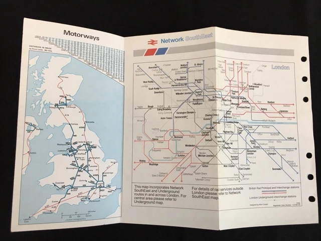 FILOFAX-UK MOTORWAY MAP/UNDERGROUND & SE /Intercity Rail Map- PERSONAL ...