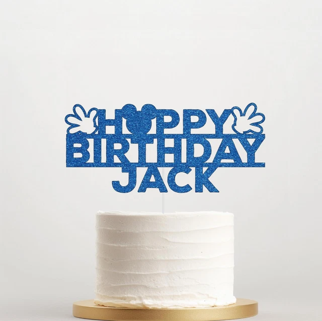 PERSONALISED HAPPY BIRTHDAY, Any Name Cake Topper, Party Glitter Cake ...